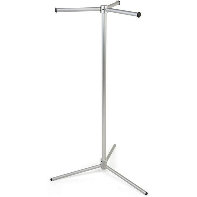 Displays2go Three-Way Straight Arm Garment Rack, Portable- Aluminum ...