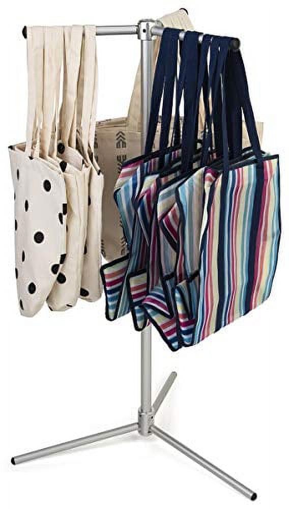 Displays2go Three-Way Straight Arm Garment Rack, Portable- Aluminum ...