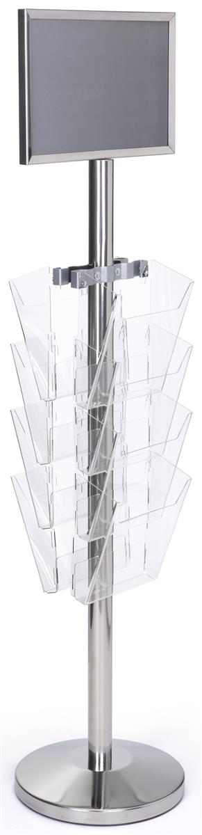 Displays2go, Tiered Literature Stand with Sign Holder, Steel, Acrylic ...