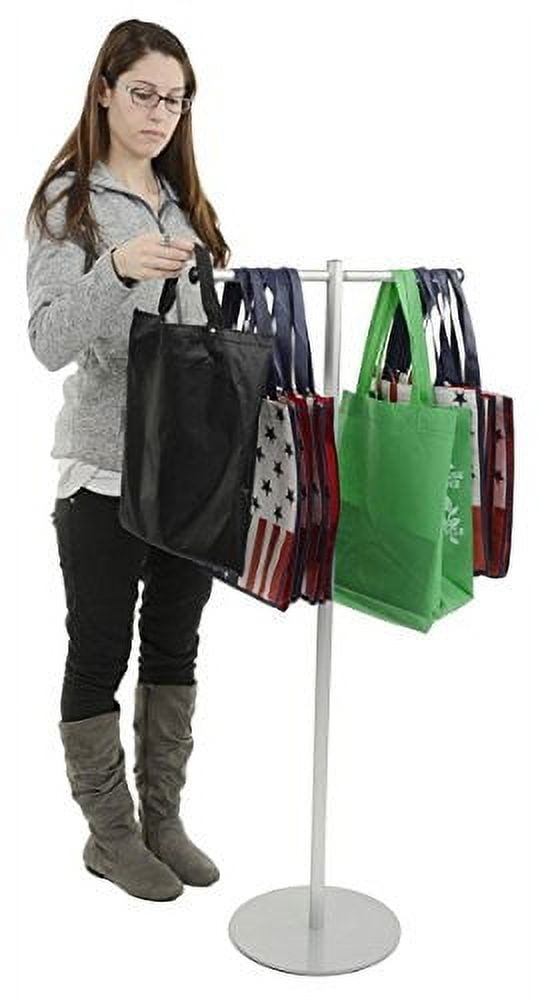 Displays2go Two-Way Straight Arm Garment Rack, Portable- Aluminum ...