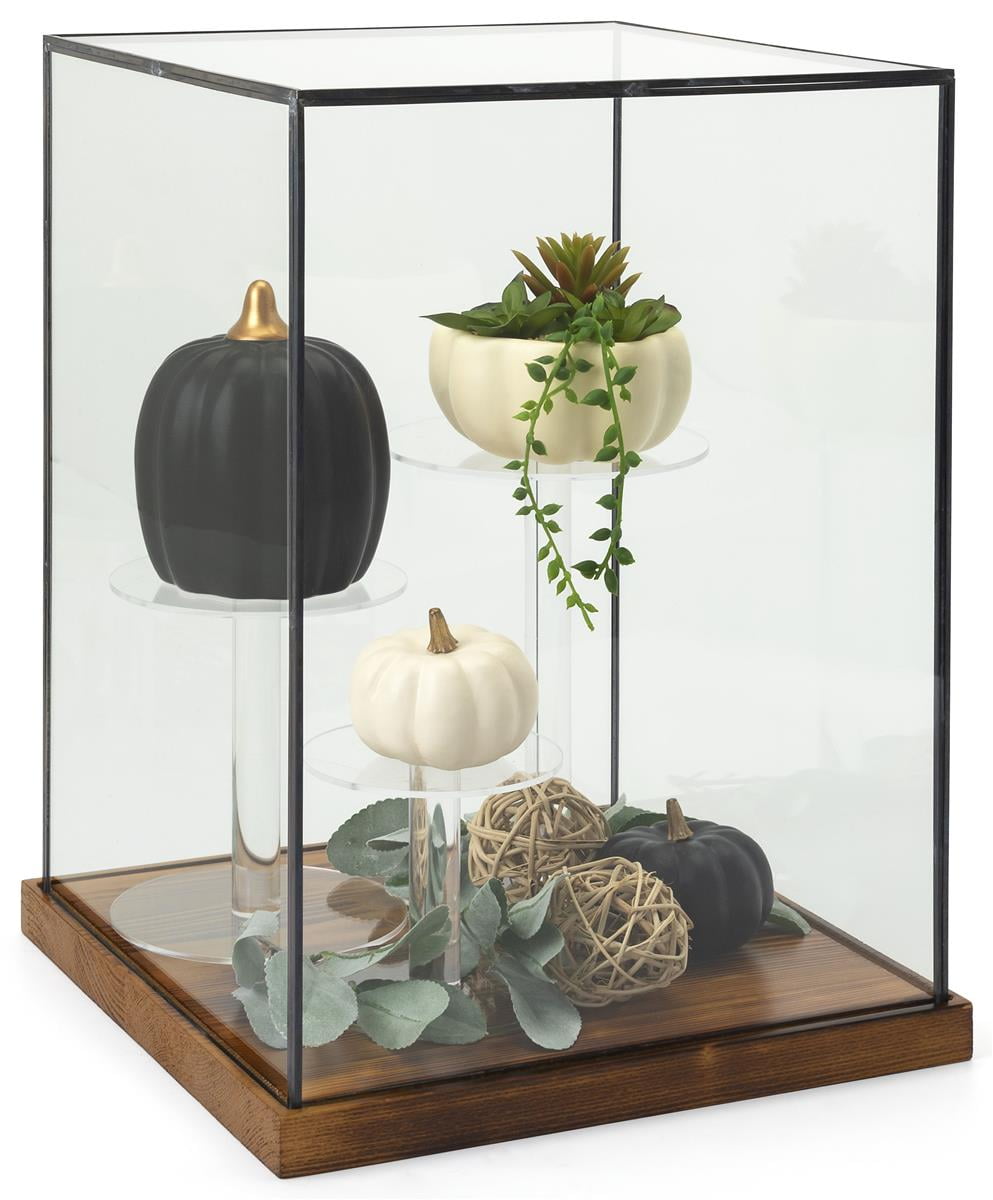 Displays2go Wood Base Countertop Display Case, Black Copper Edge ...
