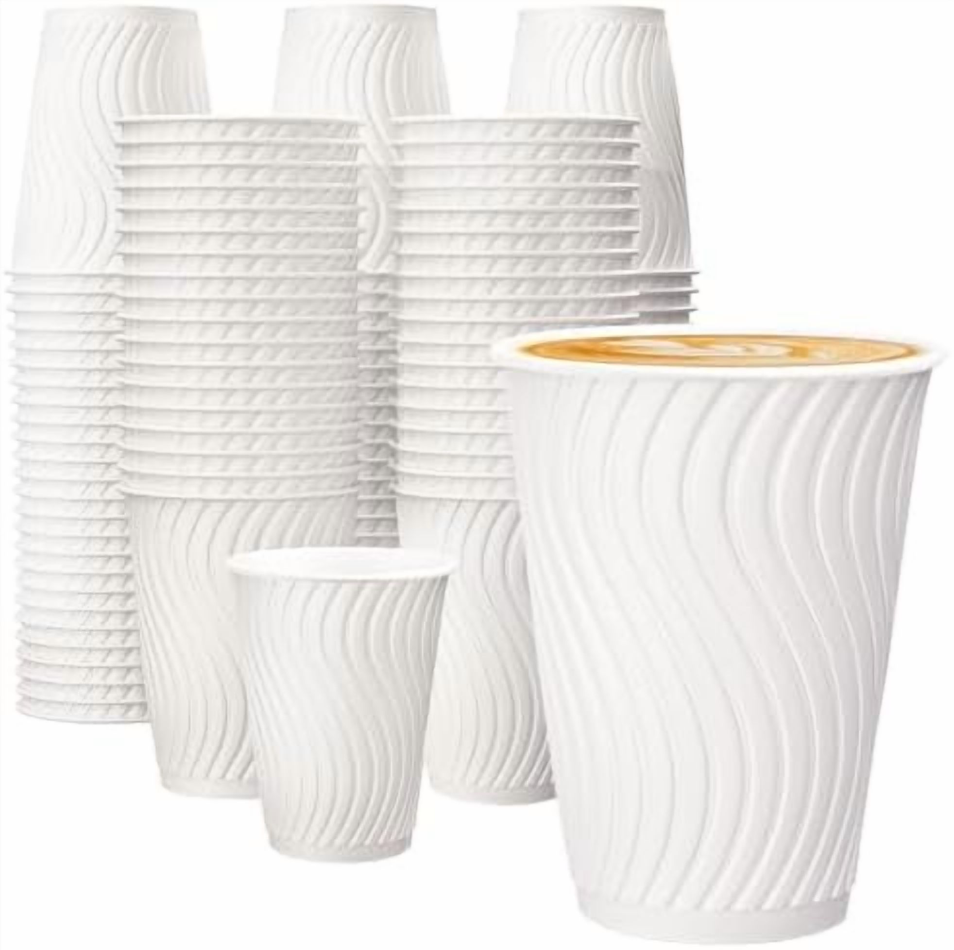 Dispoable Coffee Cups 16 oz 90 Pack, Heavy Duty Paper Coffee Cups 16 oz ...