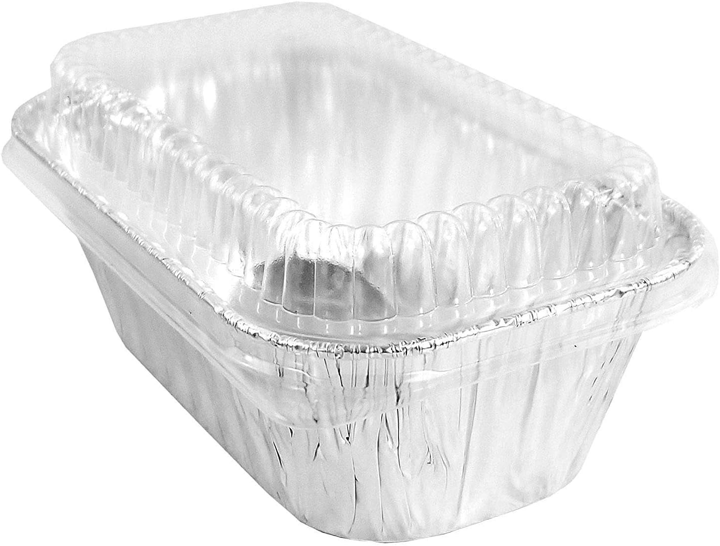 Disposable 1 lb. Aluminum Mini Loaf Pans with Clear Low Dome Lids (Pack ...