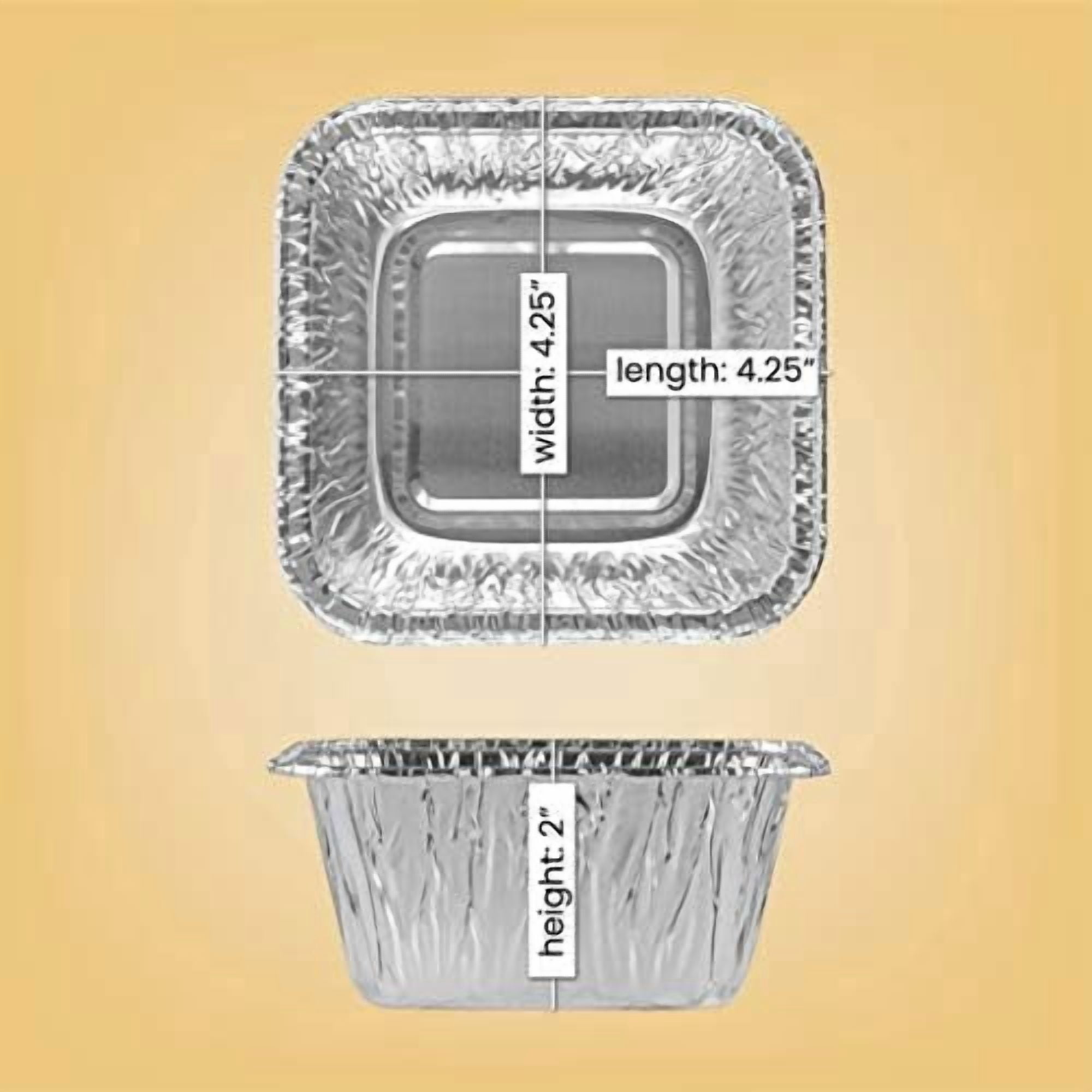 Disposable 4.25'' X 4.25 X 2'' Inch Square Aluminum Tin Foil Baking ...