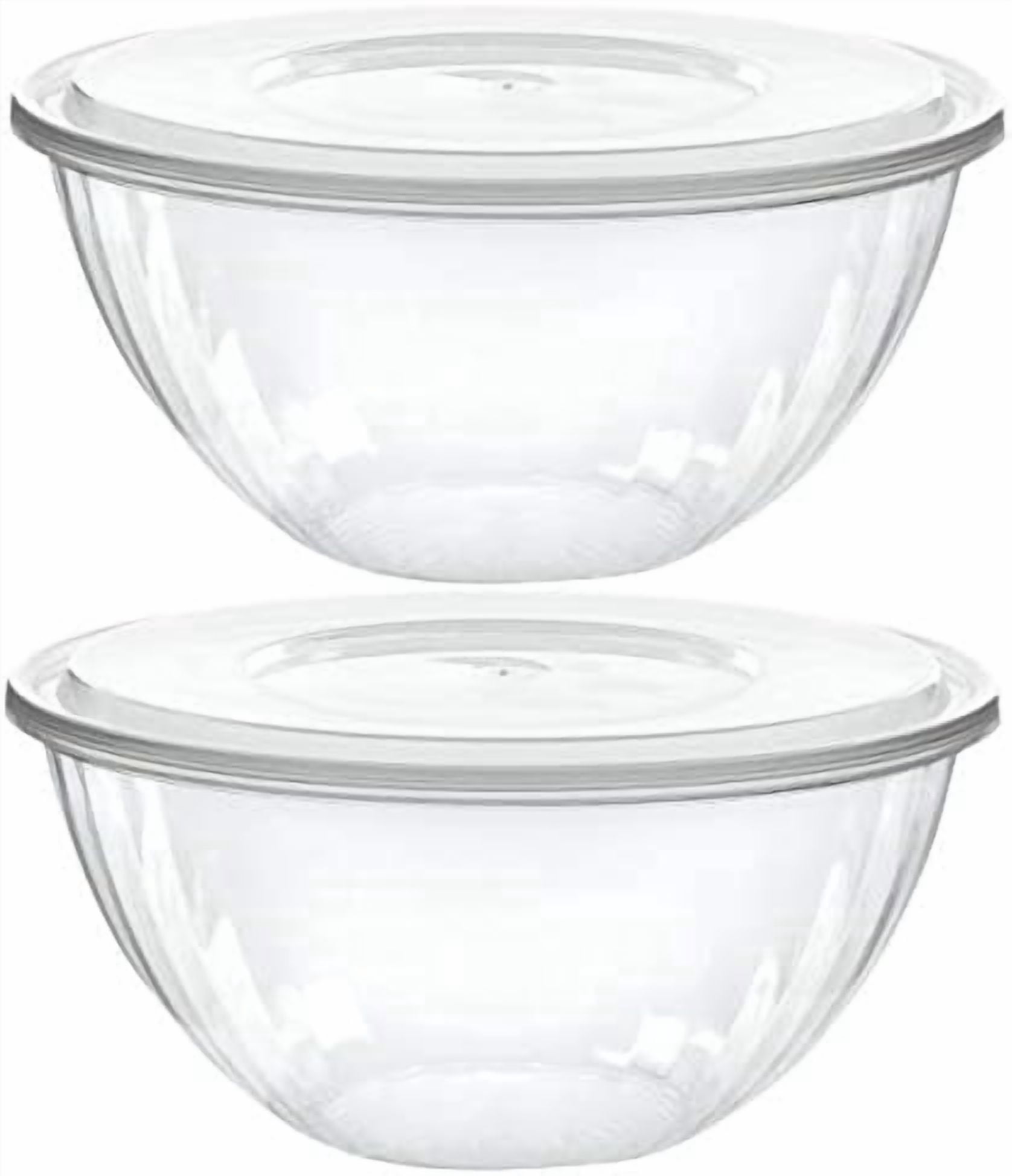 Disposable 48 Ounce Round Crystal Clear Plastic Serving Bowls With Lids ...