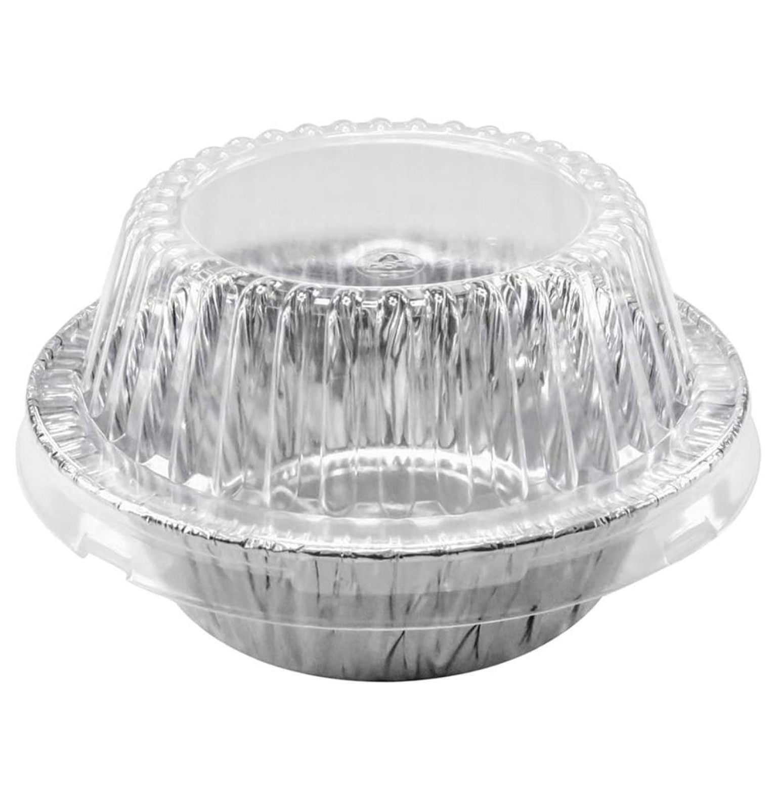 Disposable 5 3/4" Aluminum Extra Deep Meat Pot Pie Pan with Clear Snap ...