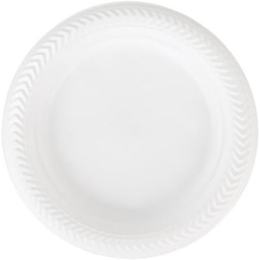 (50 PACK) EcoQuality 9" inch Round White Plastic Plates with Silver ...