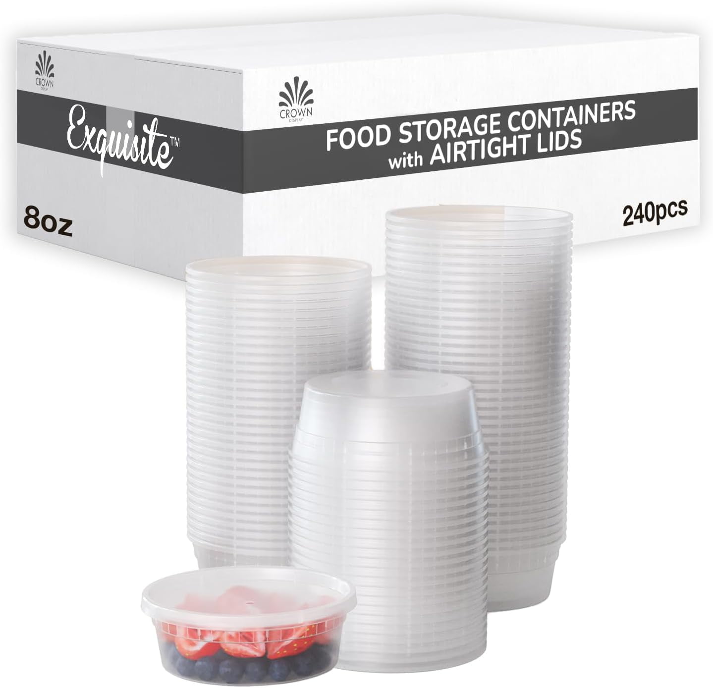 Disposable 8 oz Plastic Containers With Lids - 240 Of Each Containers ...