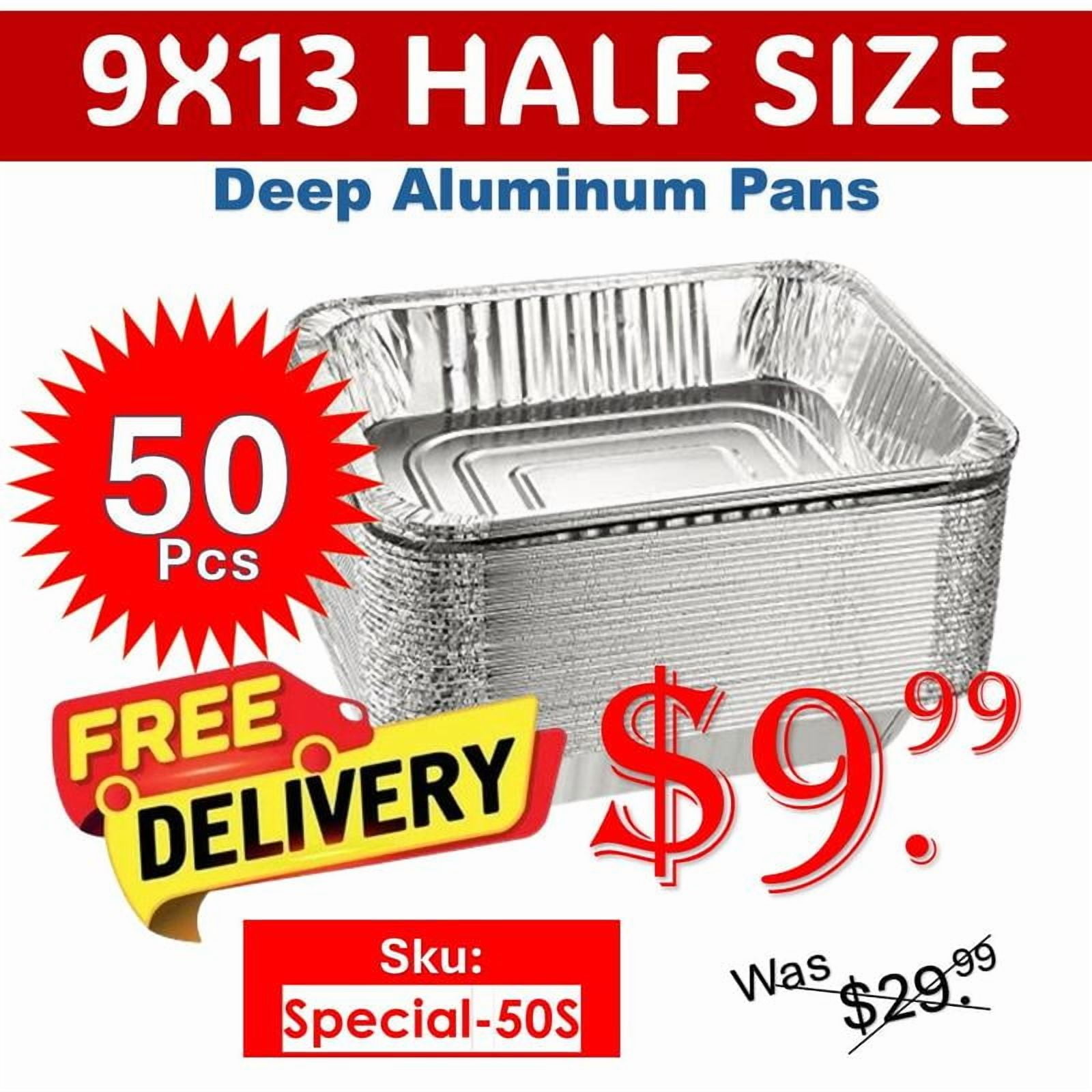 Disposable 9×13 Deep Half Size Aluminum Pans 50 pack - Walmart.com