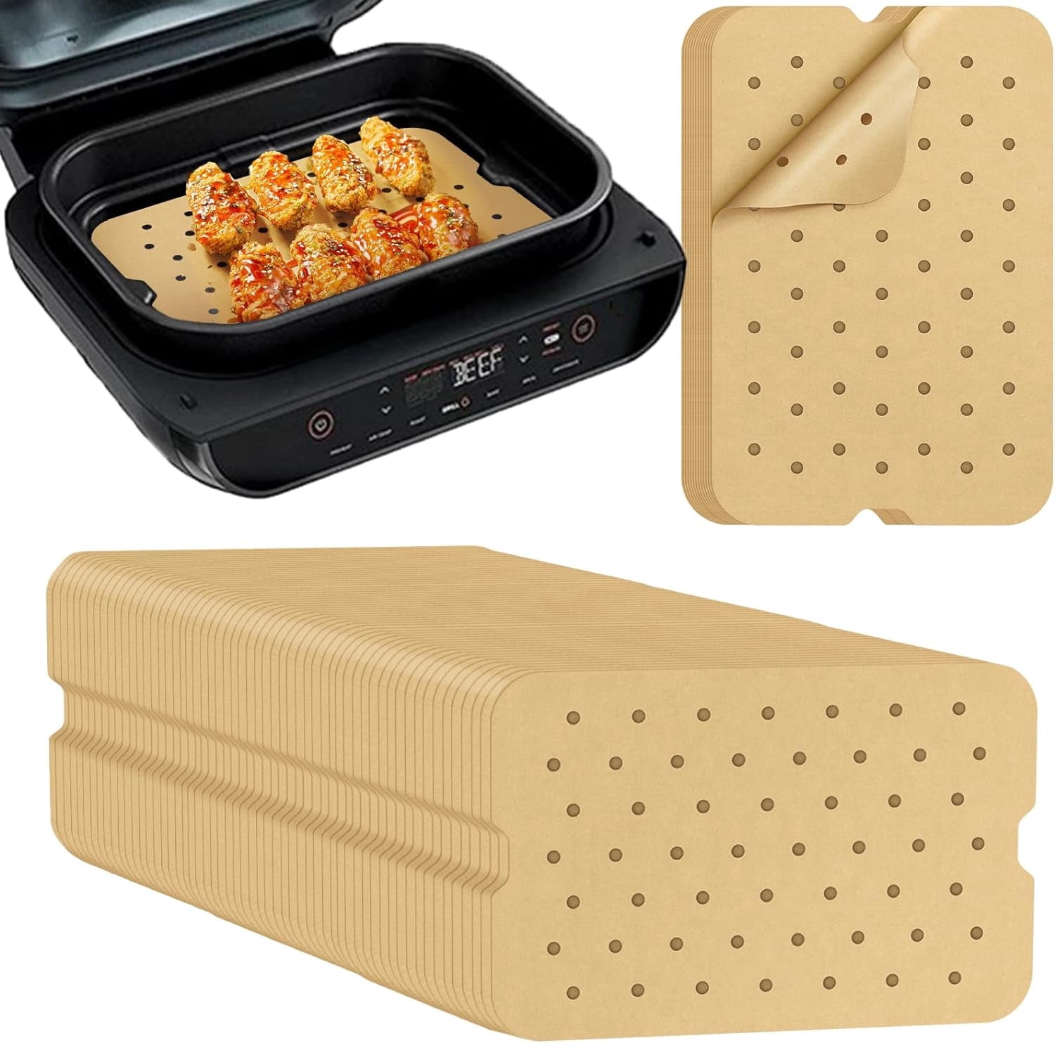 Disposable Air Fryer Parchment Paper, 200 PCS Perforated Rectangular ...