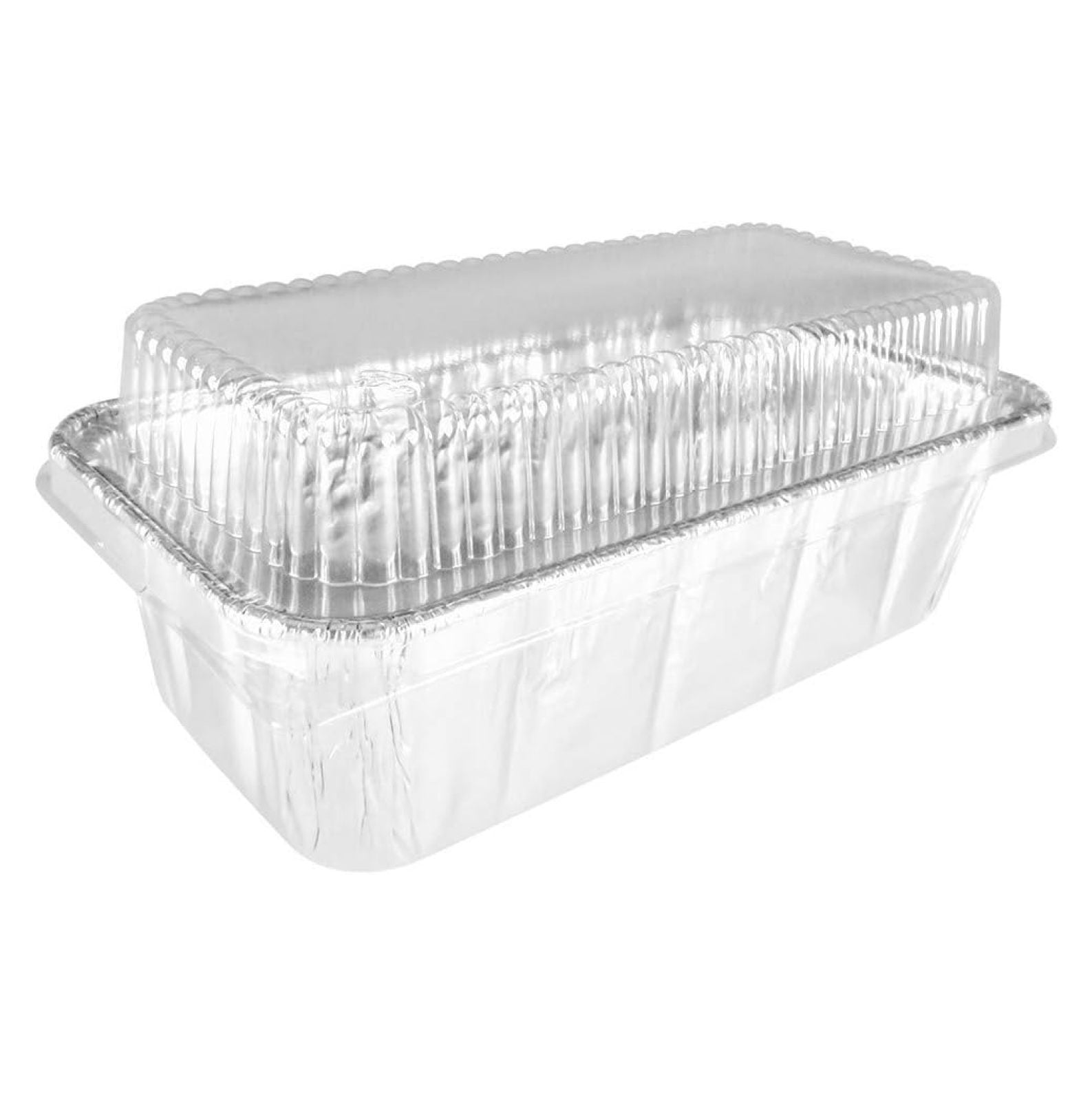 Disposable Aluminum 2 Lb. Loaf Pan with Clear Plastic Snap on Lid -28 Ounces Rectangular ...