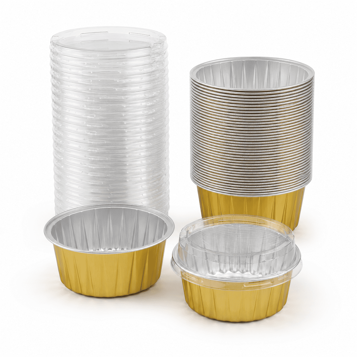 Kabuer, Disposable Aluminum Foil Baking Cups with Lids, 5oz, Gold ...