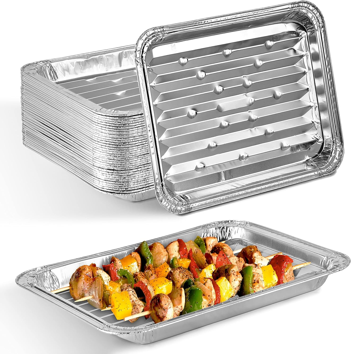 Disposable Aluminum Foil Broiler Pan (10 Pack) for Oven - Durable ...