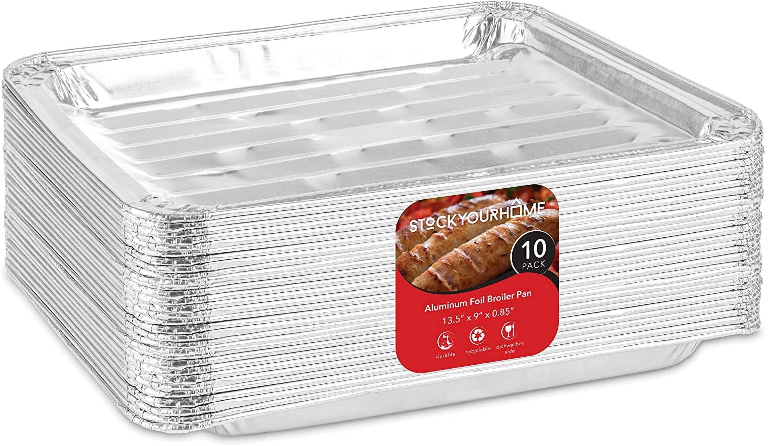 Disposable Aluminum Foil Broiler Pans, 13x9 Inch, 10 Pack - Walmart.com