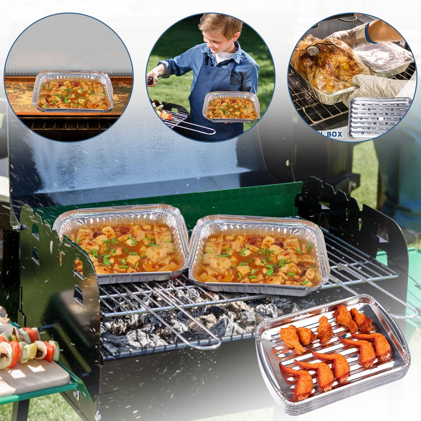 Disposable Aluminum Foil Broiler Pans (25 Pack) – Grill & Roast Rack ...