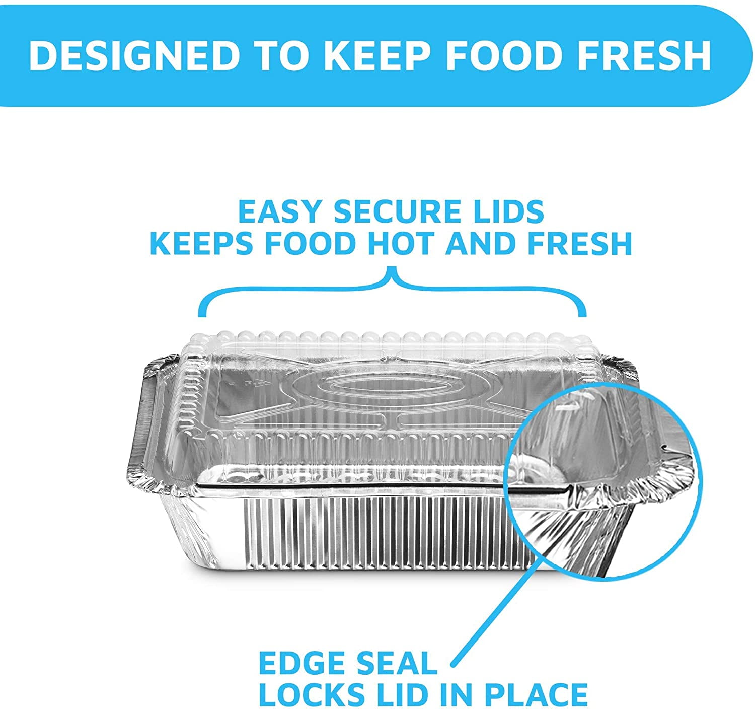 Disposable Aluminum Foil Food Drip Containers with Clear Lids, 2 lb ...