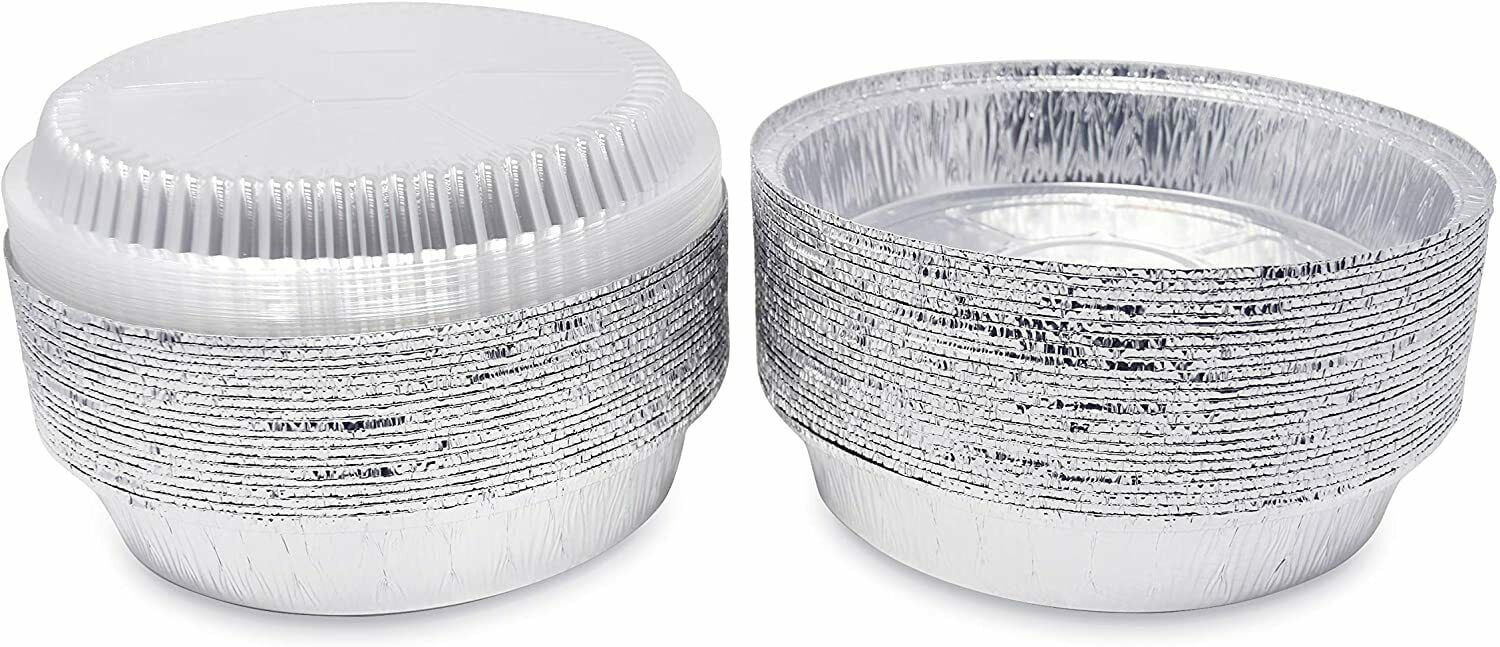 Disposable Aluminum Foil Pan Baking Oven Safe Round 7' with Dome Clear ...