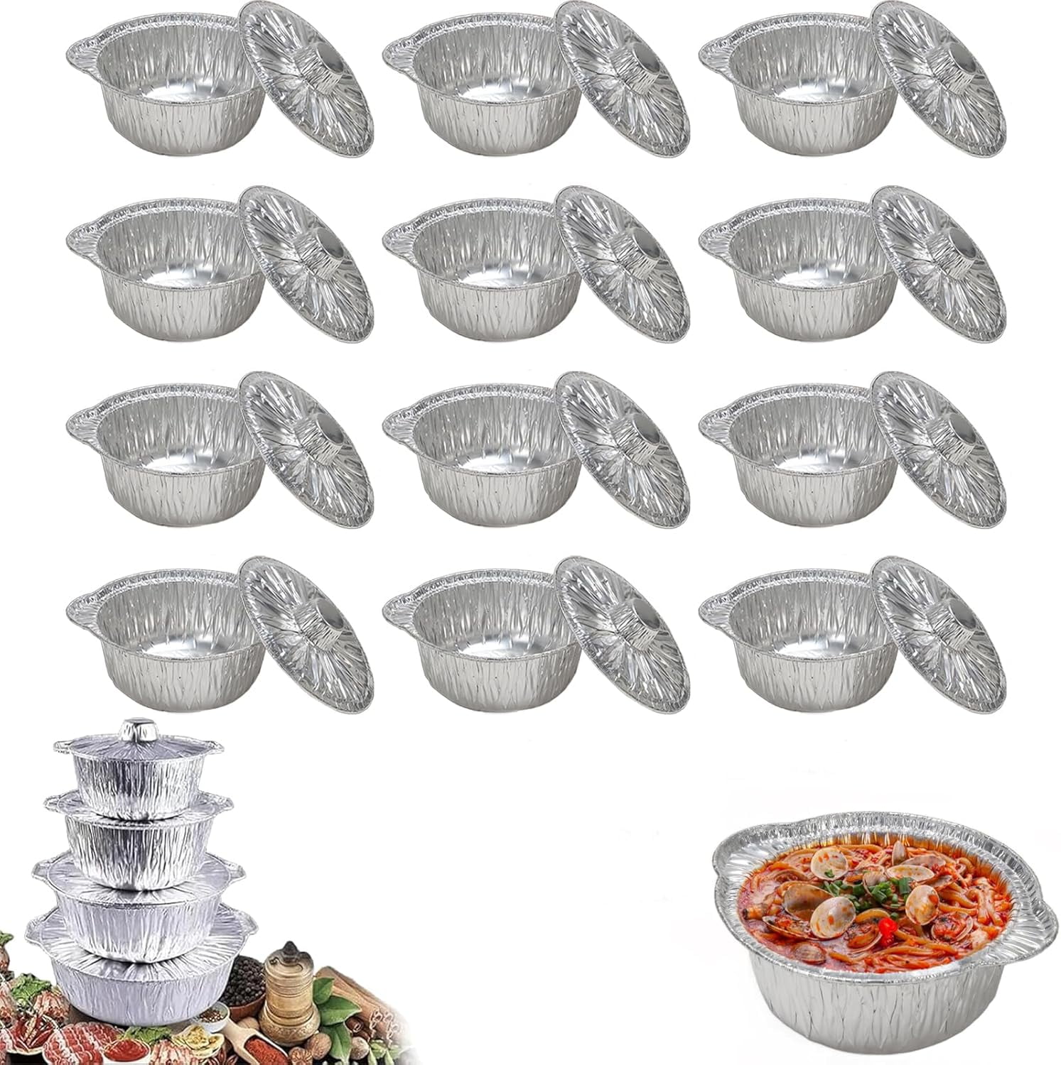 Disposable Aluminum Pots with Lids, Disposable Pots for Cooking ...