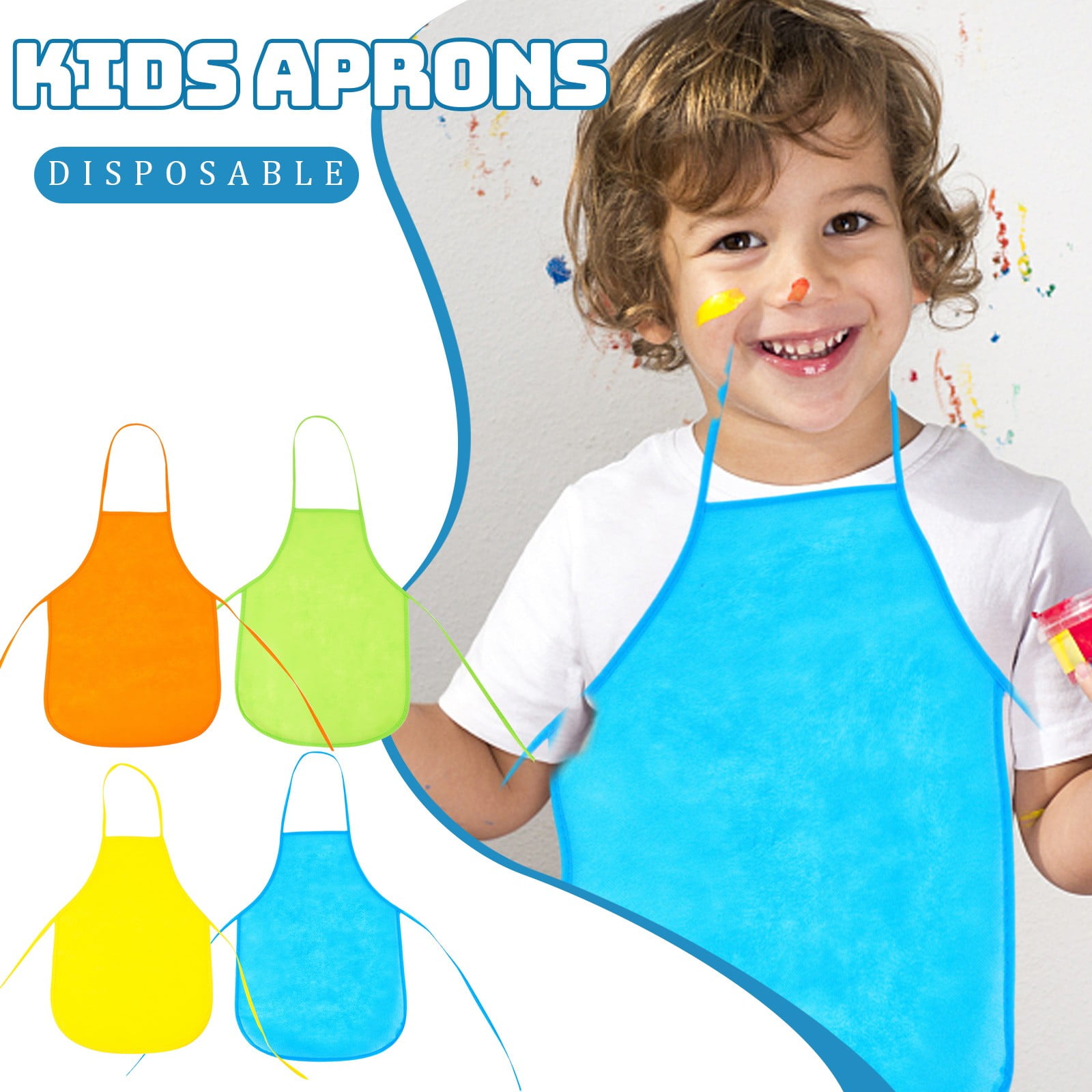 Disposable Aprons Kids Apron Non-woven Kitchen Gardening Aprons Yellow ...