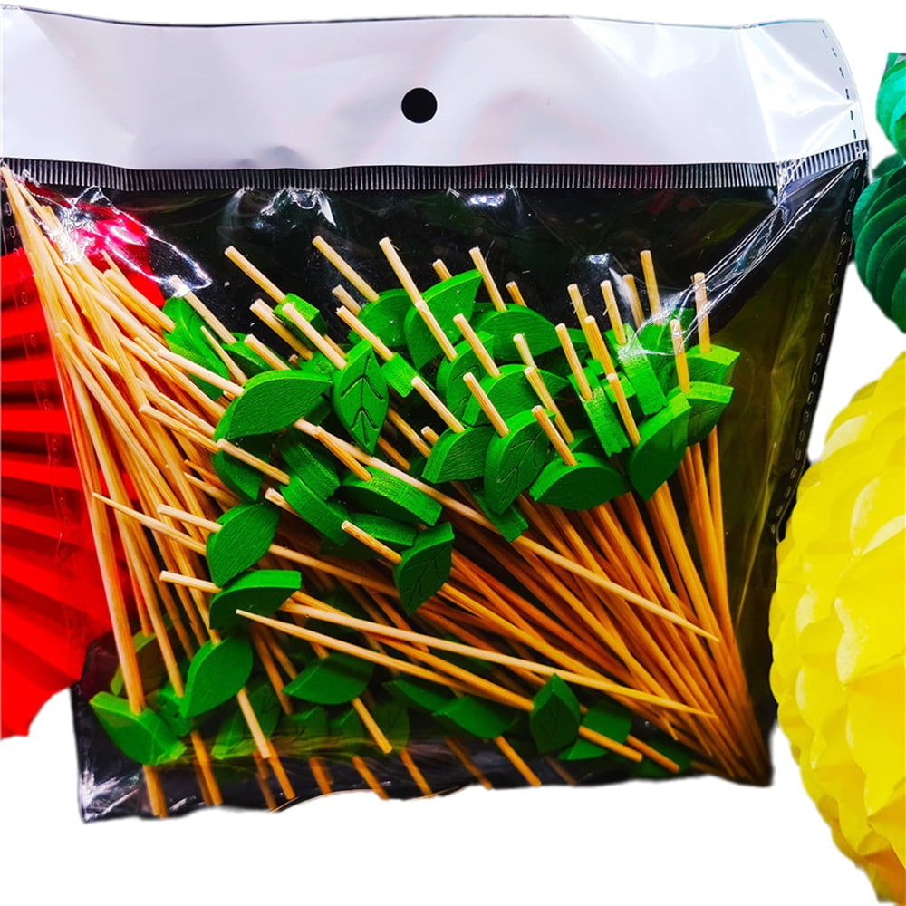 Disposable Bamboo Signs Artistic Fruit Signs Cactus Cocktail Garnish ...