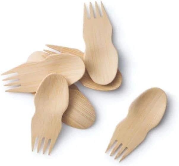 Disposable Bamboo Sporks Set - 100% Organic Biodegradable Utensils for ...
