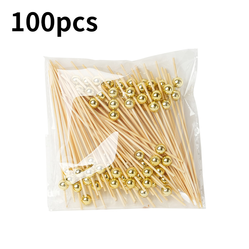 Disposable Bamboo Sticks Pearl Cocktail Sticks Buffet Fruit Fork ...