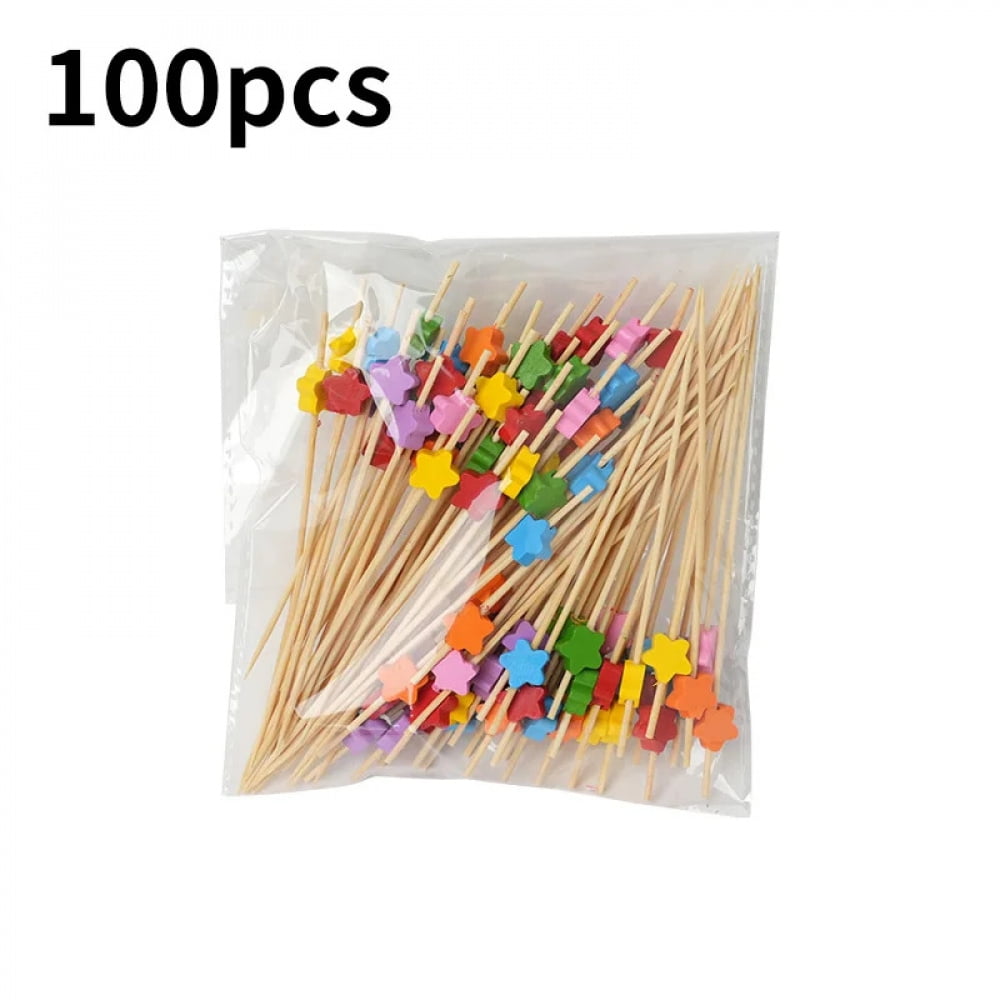 Disposable Bamboo Sticks Pearl Cocktail Sticks Buffet Fruit Fork ...
