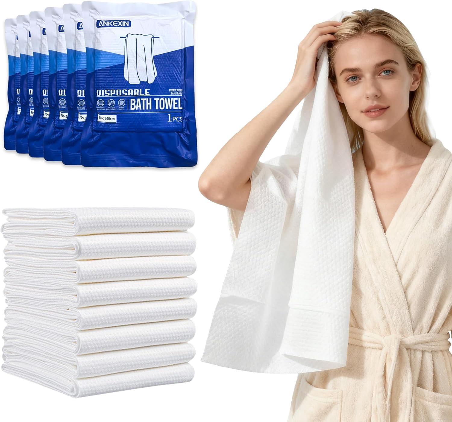 Disposable Bath Towels 6 Pack, 55" x 27.5" Thick Large Travel Towels ...