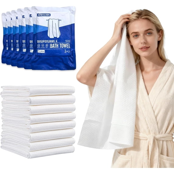 Disposable Bath Towels 6 Pack, 55" x 27.5" Thick Large Travel Towels ...