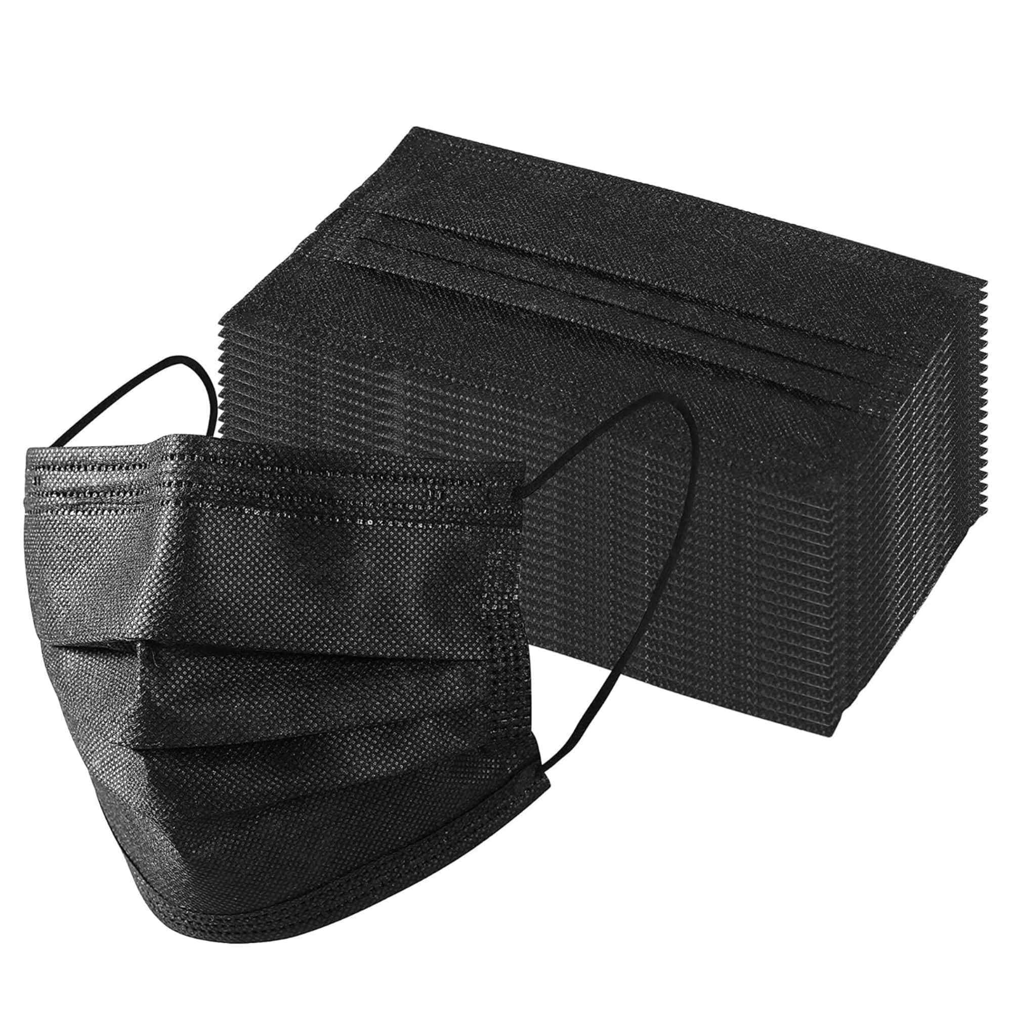 Disposable Black 3-Ply Face Masks with Elastic Earloops: 10CT - Walmart.com