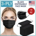 Disposable Black Face Mask 10 PCS 3-Ply Medical Surgical Ear-Loop Mouth ...