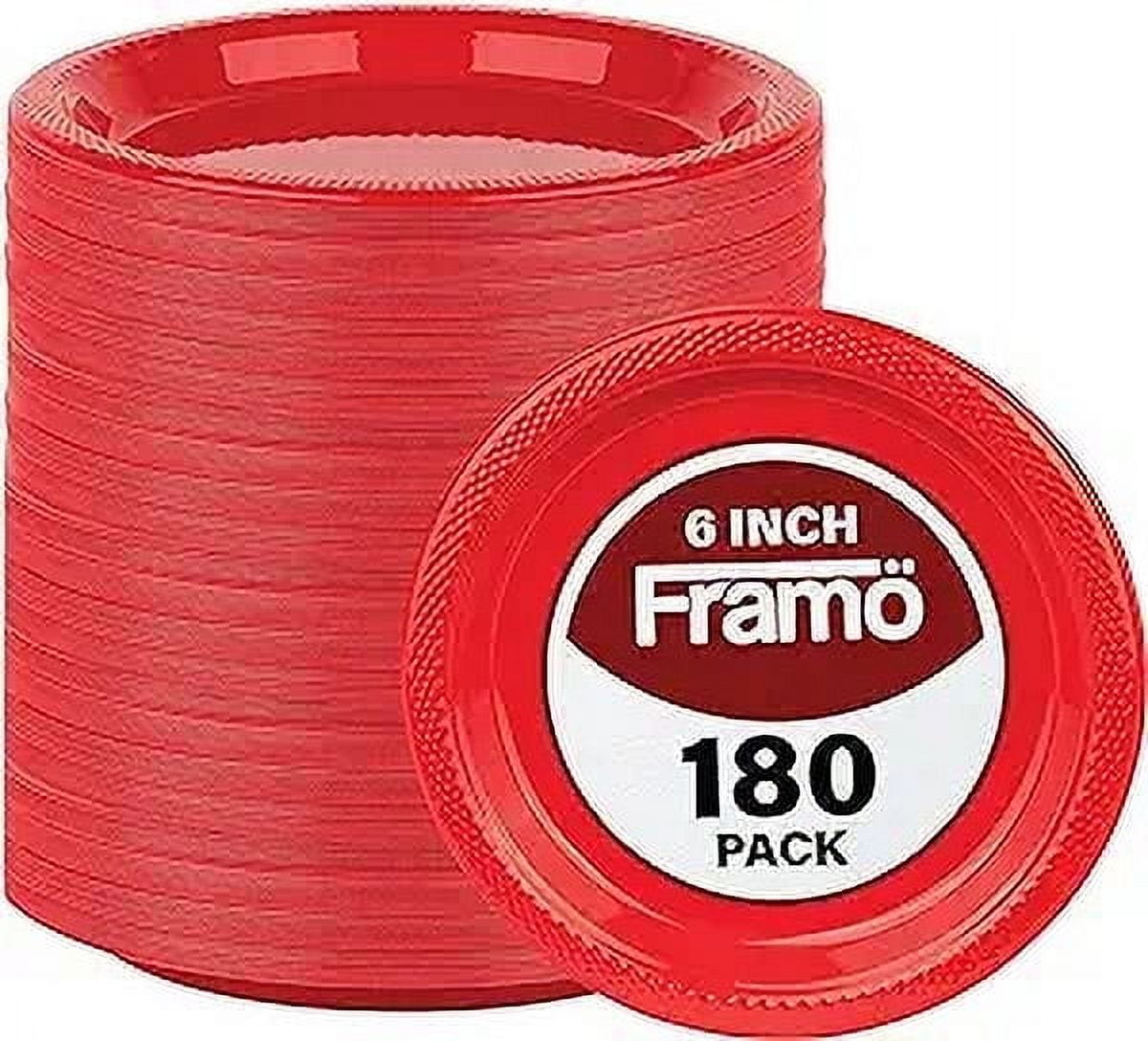 Disposable Red Plastic Plates, Pack of 180-6-Inch Round Plastic Plates ...