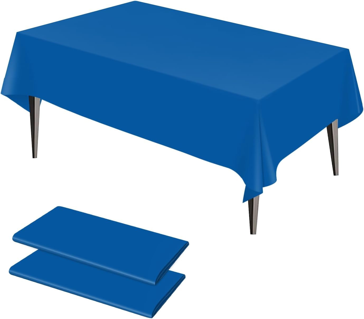 Disposable Blue Plastic Tablecloths for Parties - 54"x 108" Rectangle ...