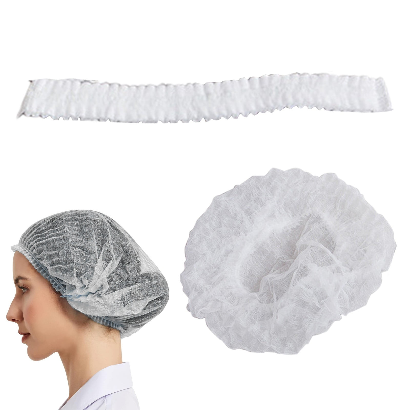 Disposable Bouffant Caps 100 Pack - 21 Inch Elastic Hair Nets for Food ...