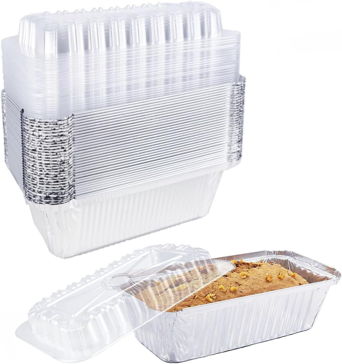 Disposable Bread Pans With Lids Bakeware Set,30 Pack, 1.5lb Aluminum ...