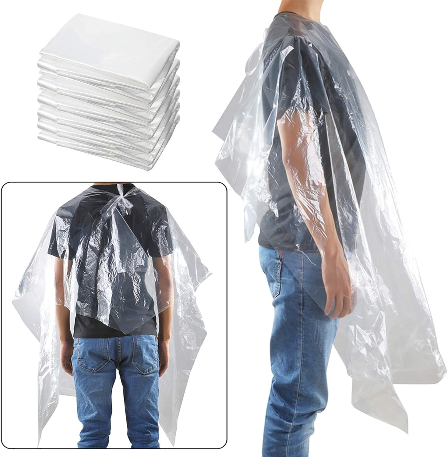 Disposable Capes, Hair Cutting Cape, 100 Pieces Waterproof Disposable ...