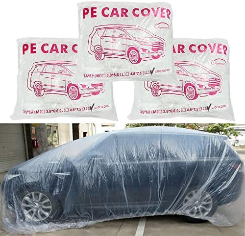 Disposable Car Cover 3 Pack Clear Plastic Car Cover Universal Rain Dust ...
