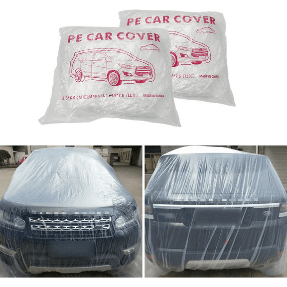 4 Packs Disposable Car Cover Clear Plastic Car Cover Universal Rain ...