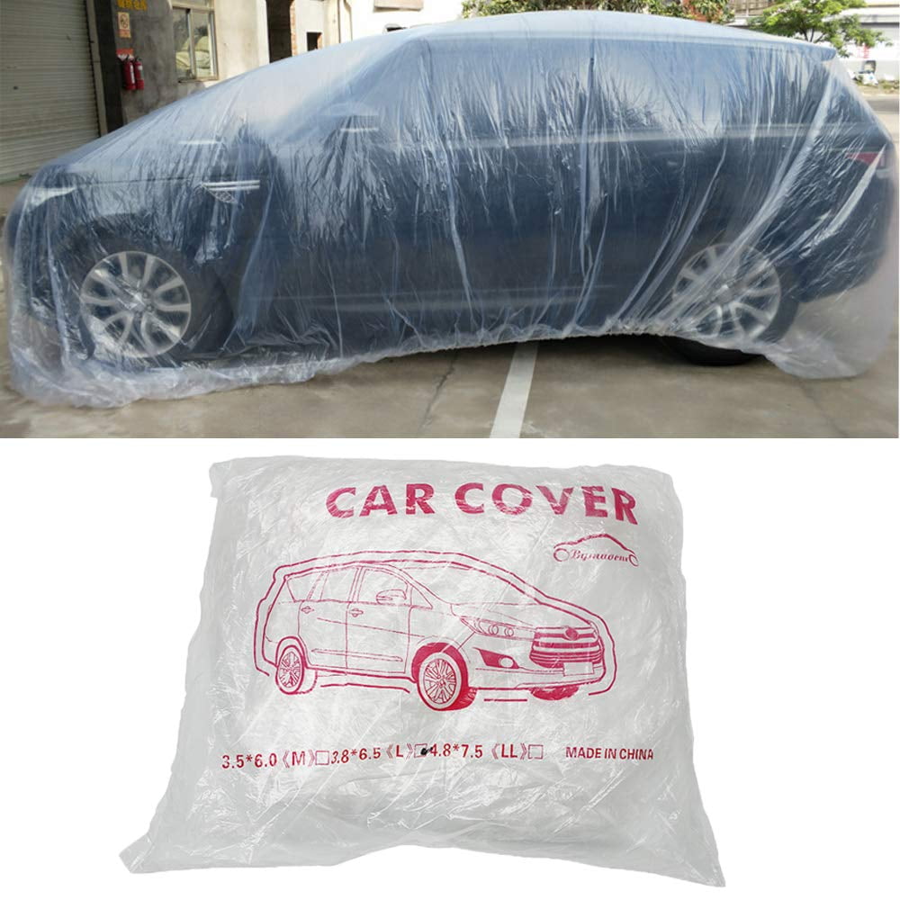 Disposable Car Cover Clear Plastic Car Cover Universal Rain Dust Garage ...
