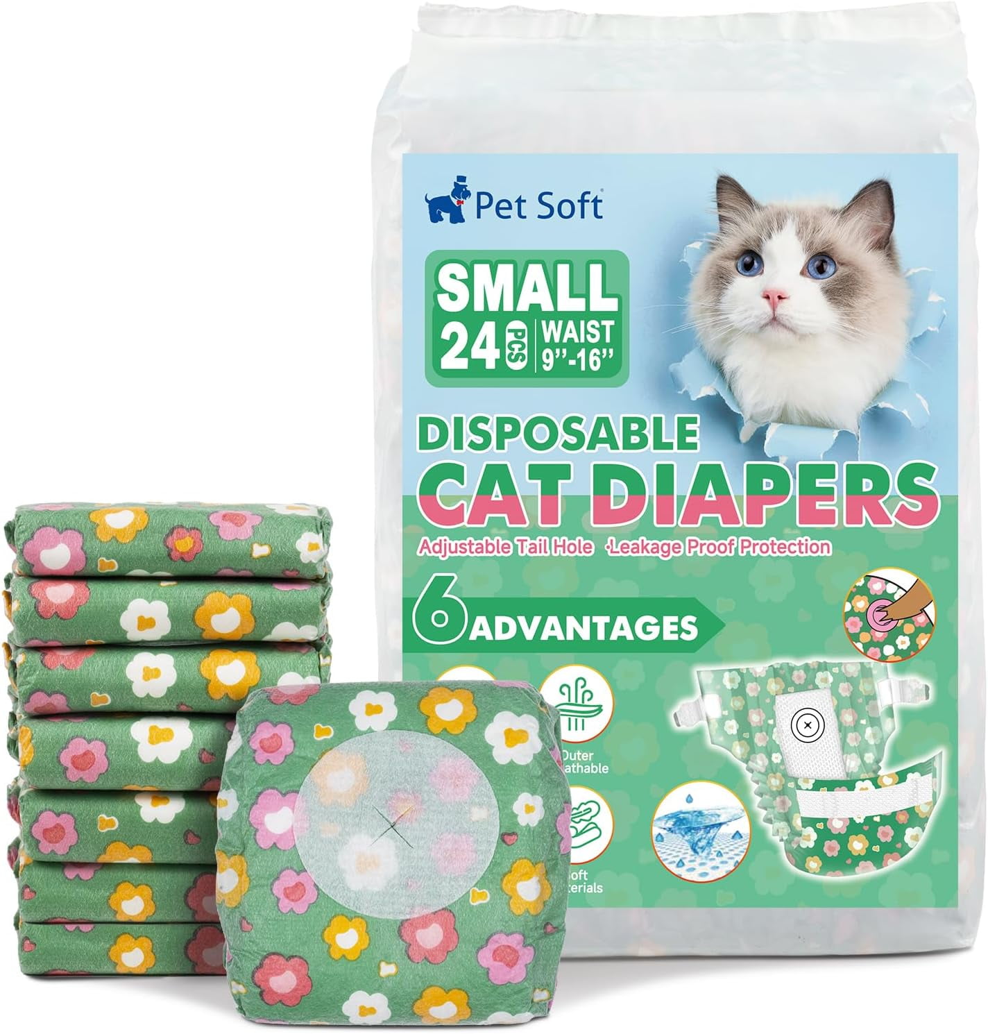 Disposable Cat Diapers - Diaper for Female & Male Cats, Puppy Doggie ...