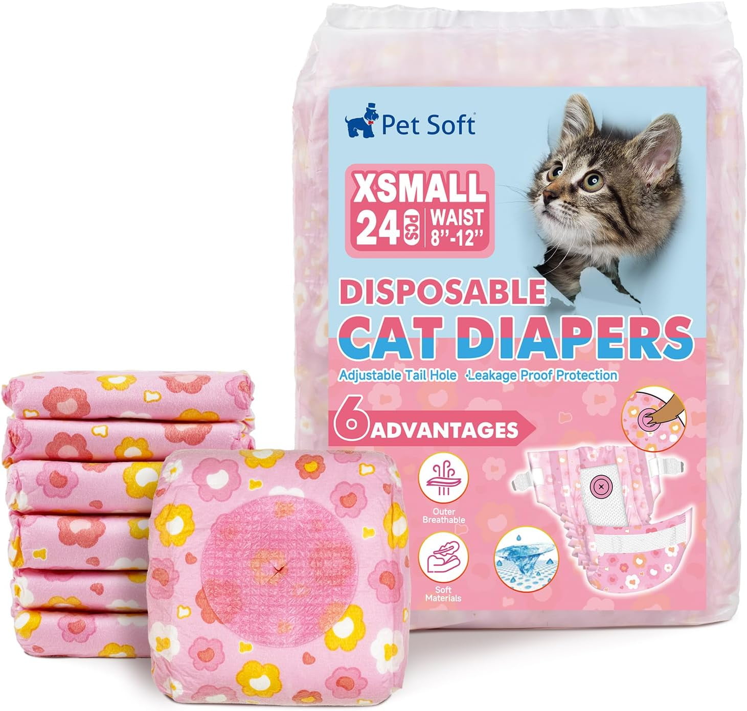 Disposable Cat Diapers - Diaper for Female & Male Cats, Puppy Doggie ...