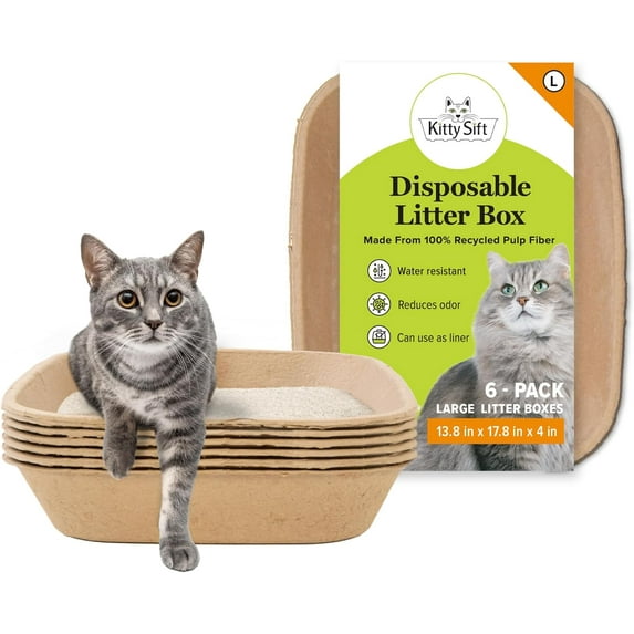 Disposable Cat Litter Box Large, 6 Count, Durable Portable for Travel ...