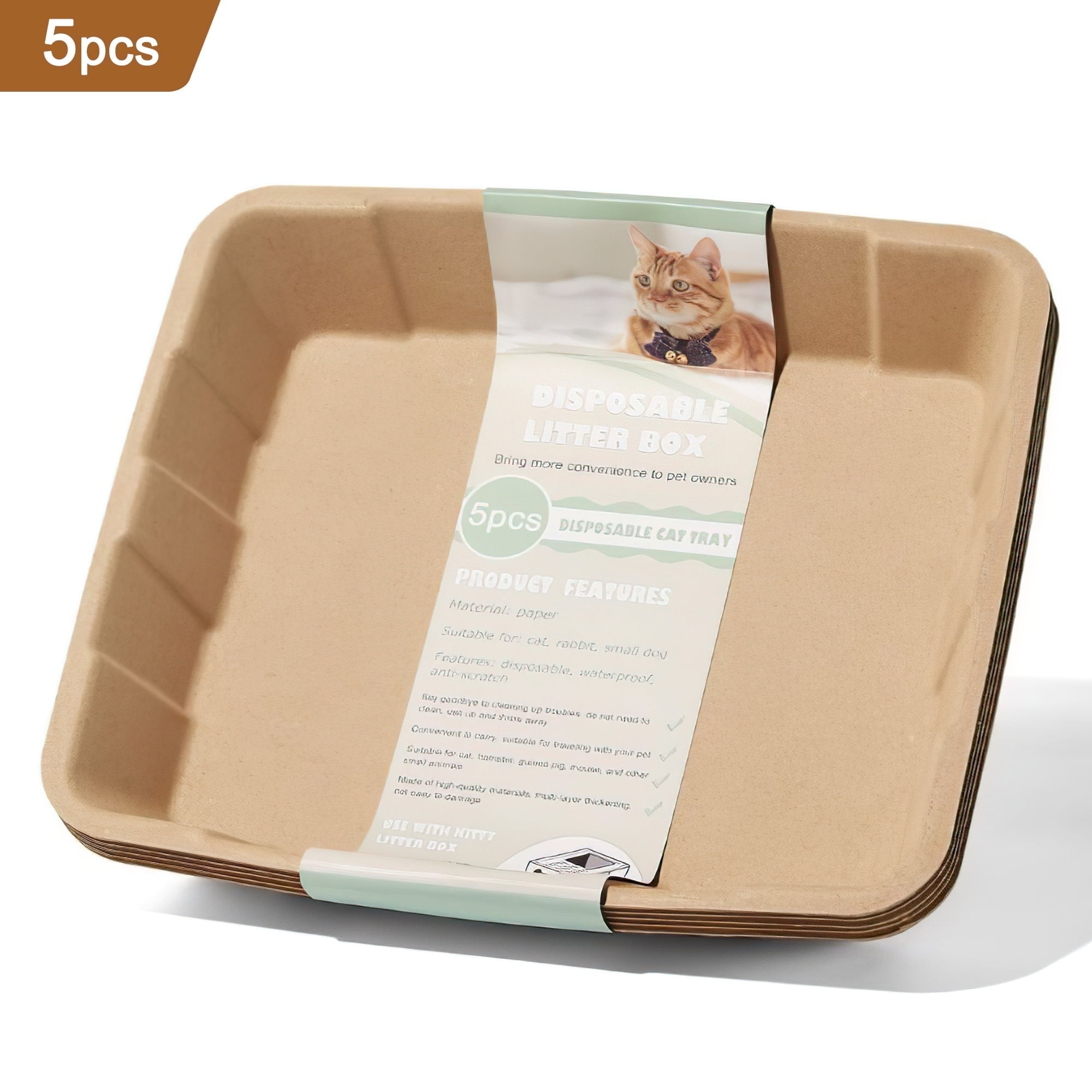 Disposable Litter Boxes for Cats, Large Sized 5-Pack, Disposable Cat ...