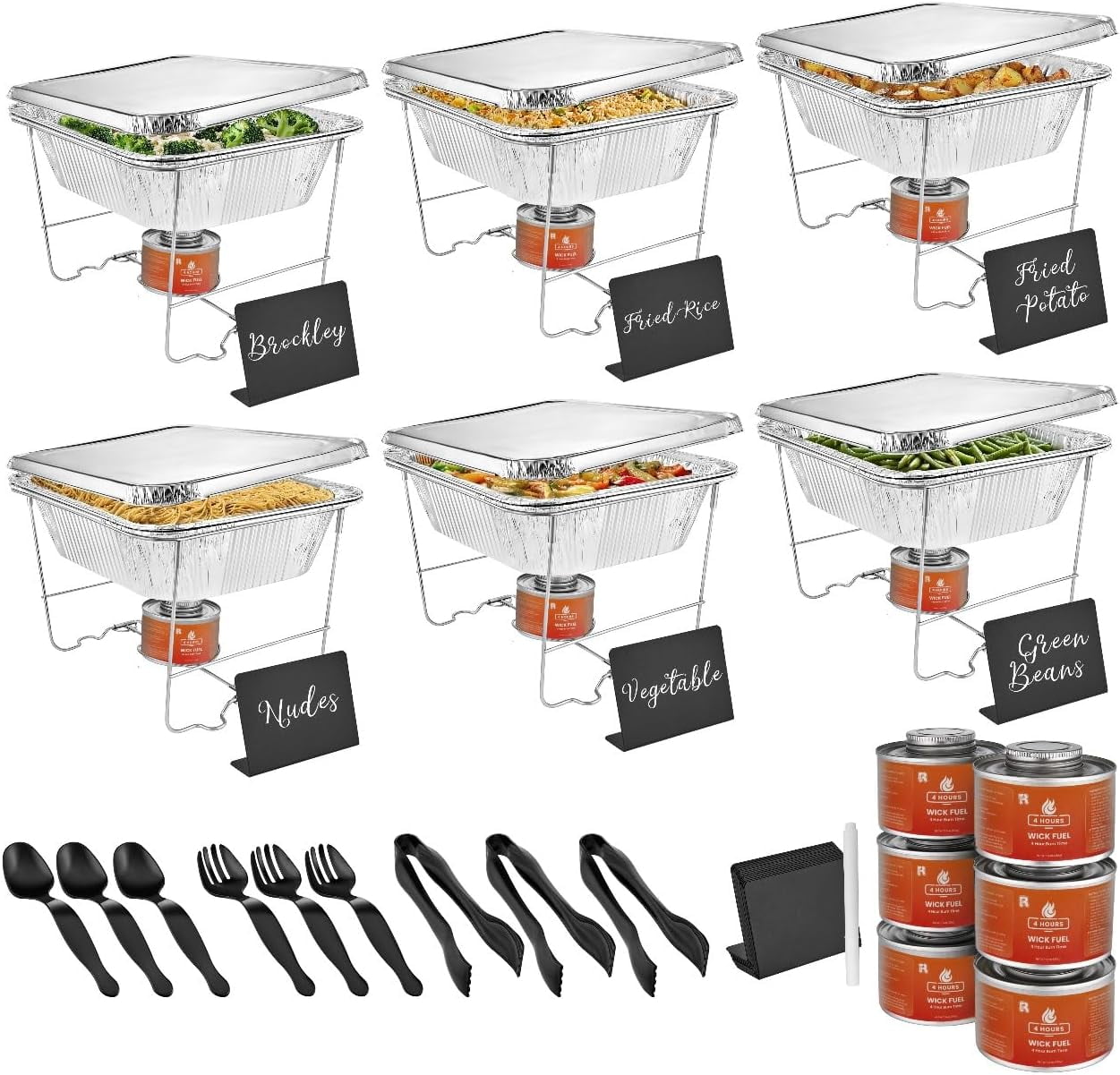 Disposable Chafing Dish Buffet Set, 46 Pcs Disposable Food Warmers For ...