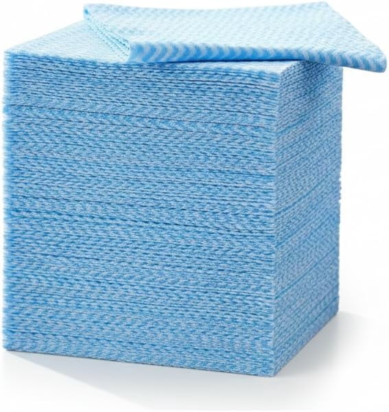 Disposable Cleaning Towels & Dish Cloths (50 Count) – Reusable Blue ...