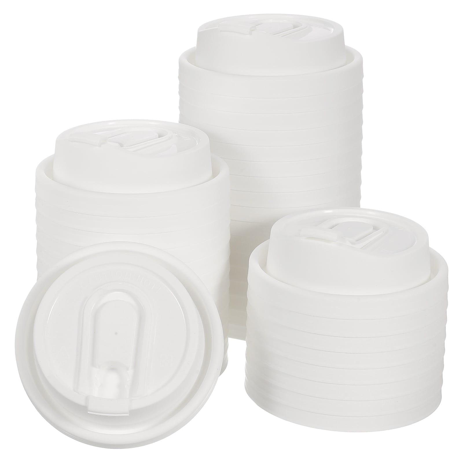 Disposable Coffee Cup Lids, 50 Count 80mm U-Shaped Plastic Lids for 8OZ ...