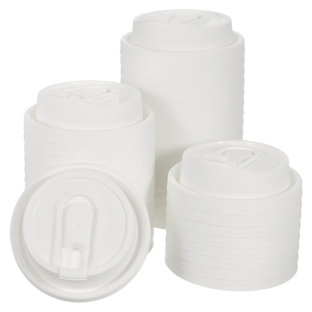 Disposable Coffee Cup Lids, 50 Count 80mm U-Shaped Plastic Lids for 8OZ ...