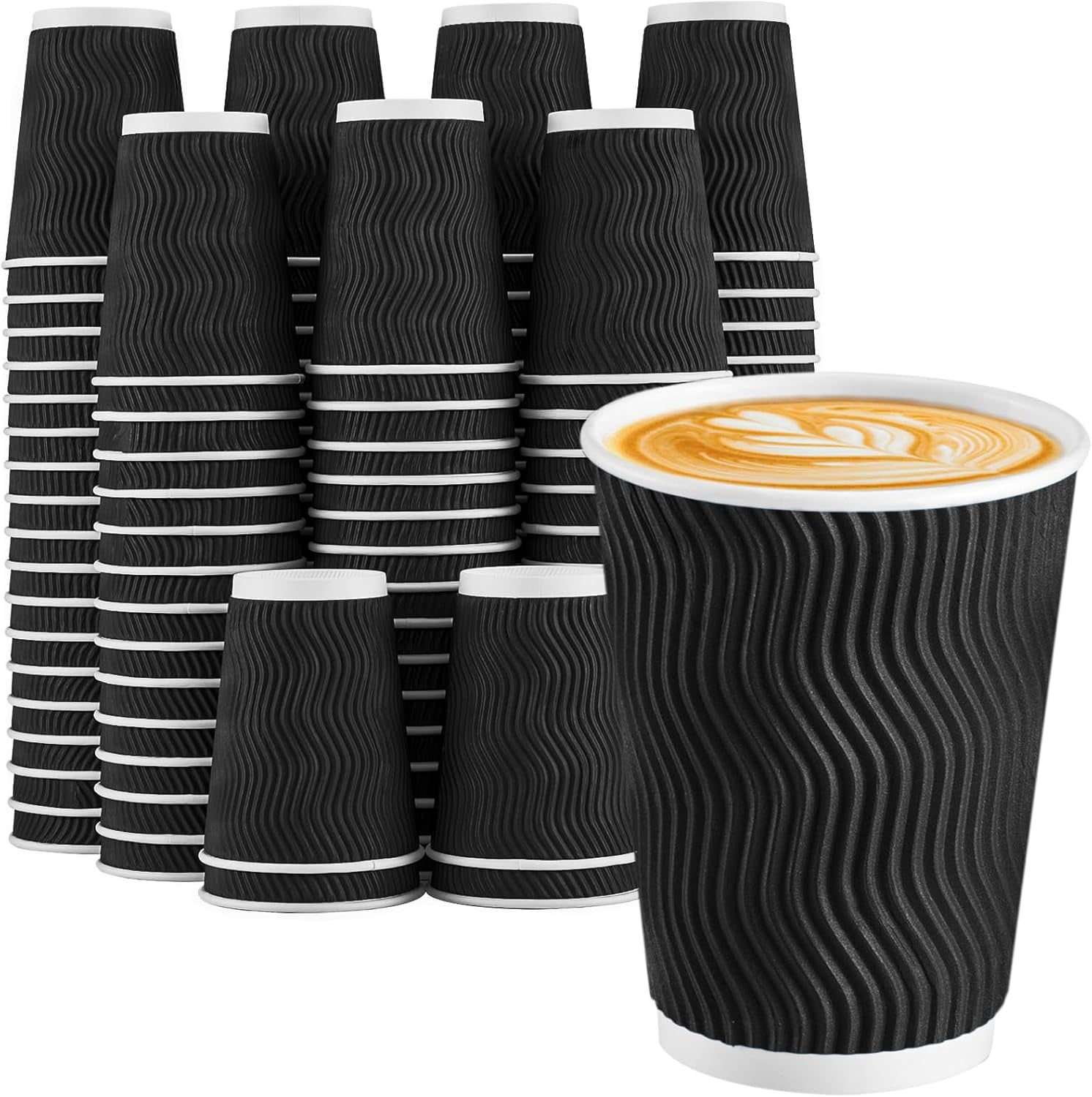 Disposable Coffee Cups 12 oz 100 Pack, Paper Coffee Cups 12 oz for Hot ...