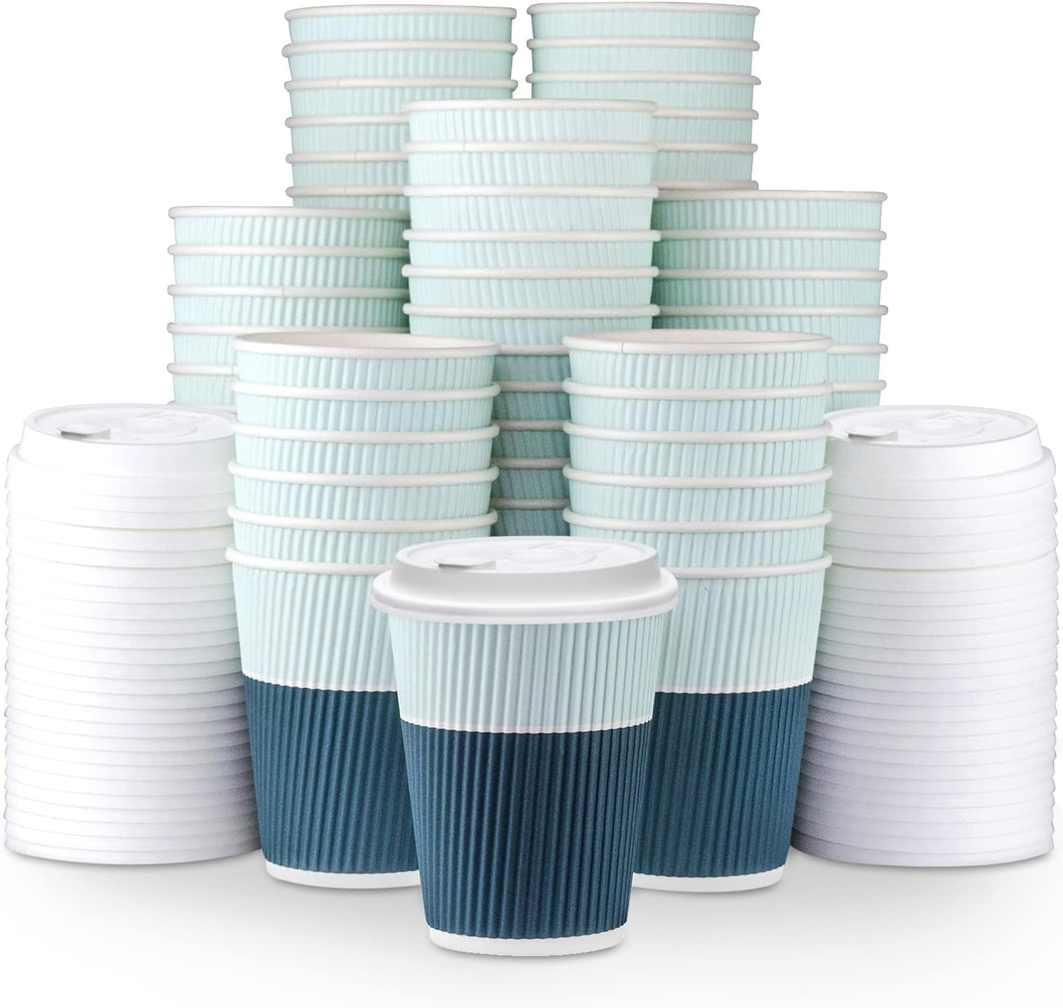 Disposable Coffee Cups With Lids - 12 oz To Go Coffee Cups (80 Set ...