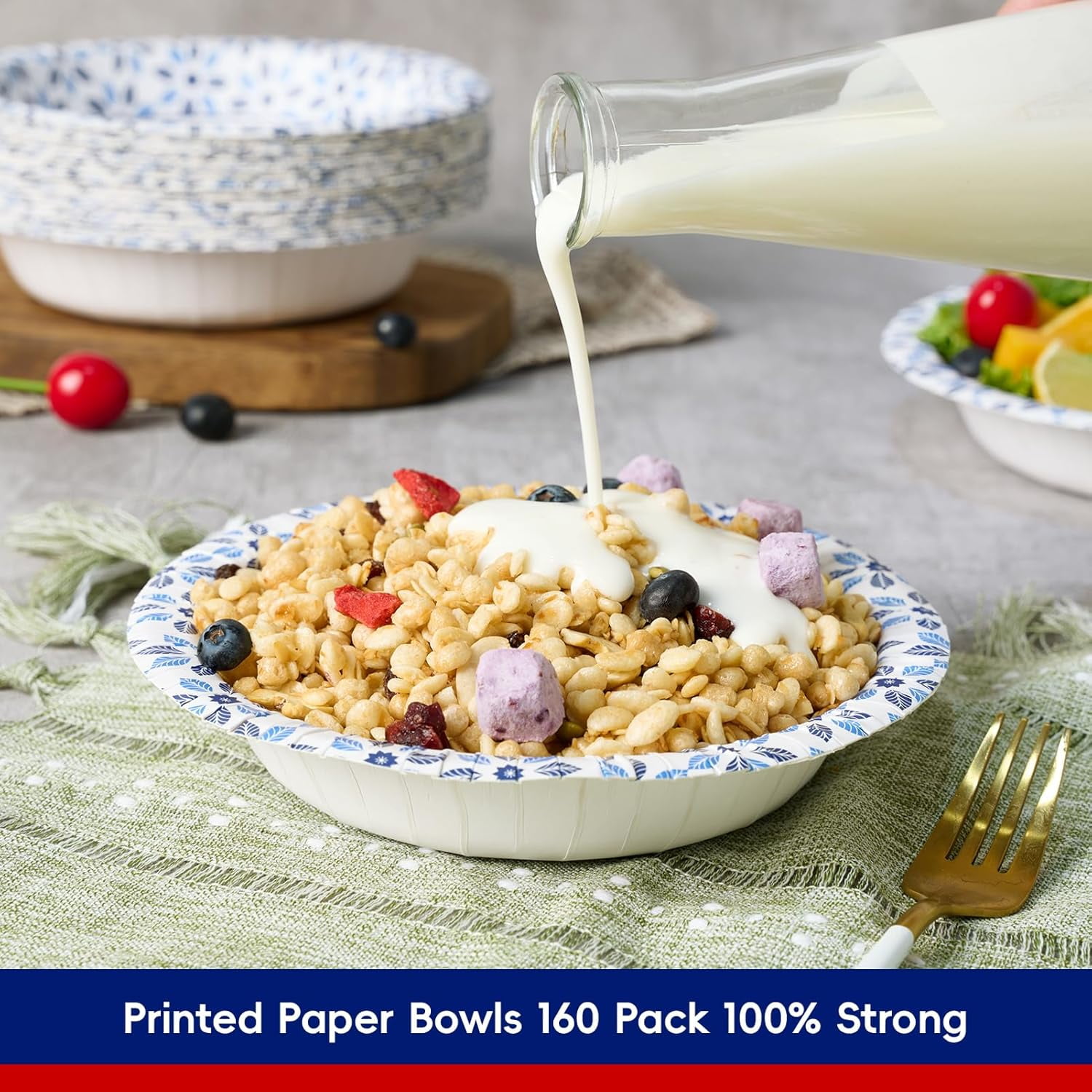 Disposable Coffee Cups and Bowls, Printed Paper Bowls 20oz 160 Count ...